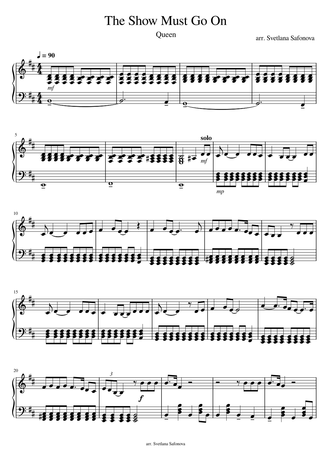 Show must go on Sheet Music | Queen | Piano Solo