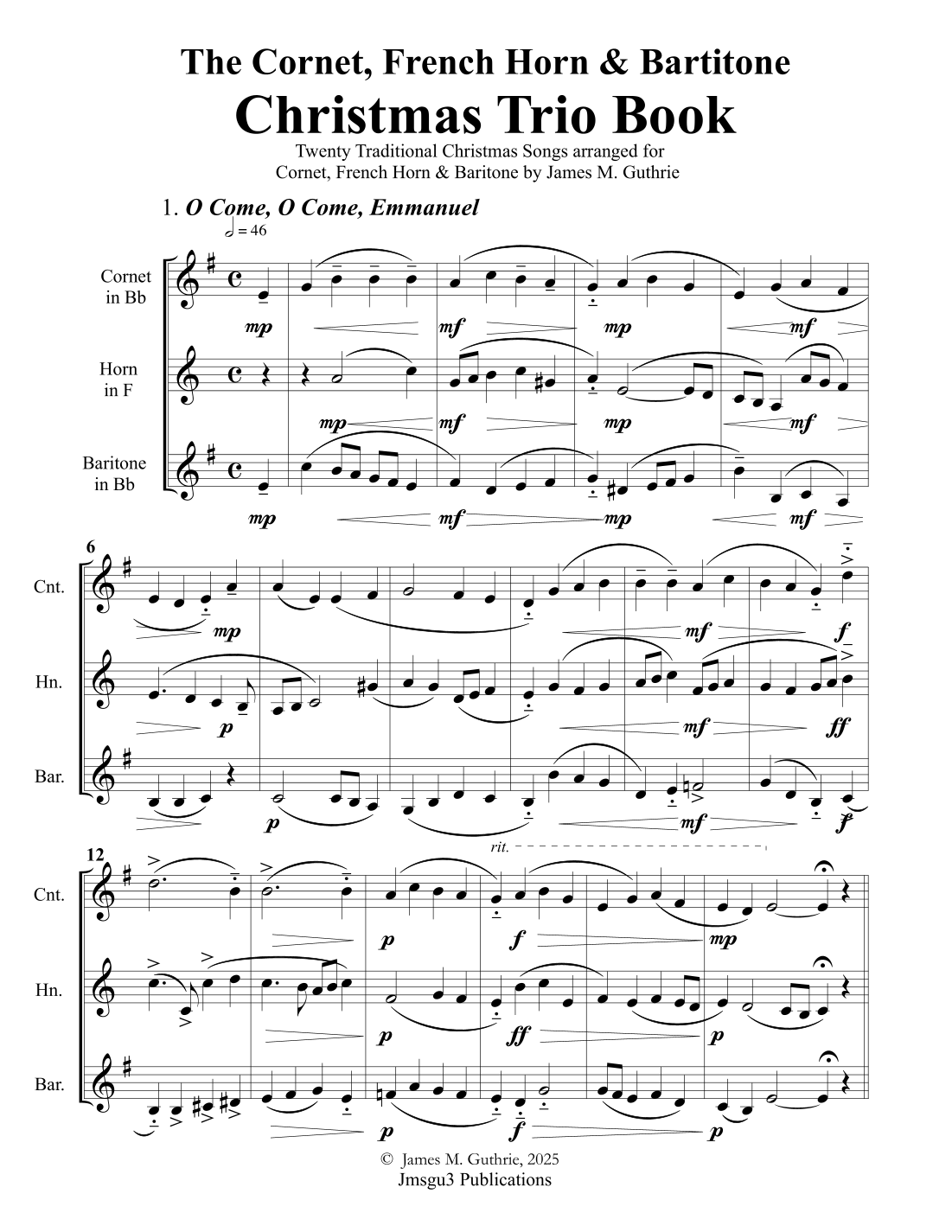 The Cornet, French Horn & Baritone Horn Christmas Trio Book (arr. James ...