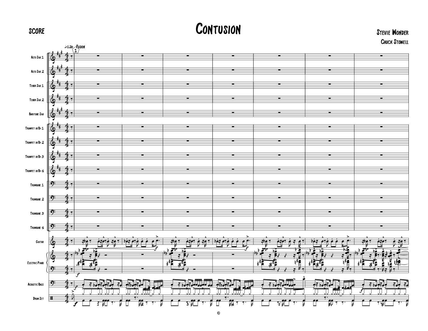 Contusion (arr. Chuck Stowell) par Stevie Wonder Partitions pour Jazz ...