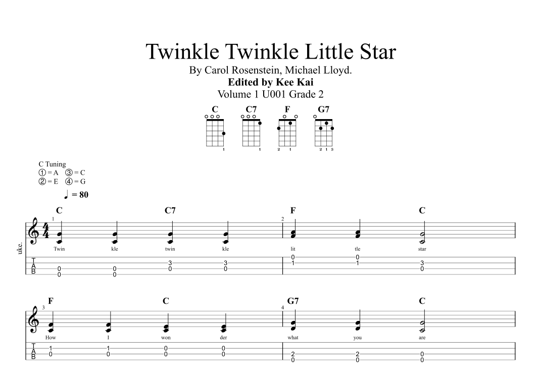 Twinkle, Twinkle Little Star (arr. Kee Kai ( Guitar Arrangement ...