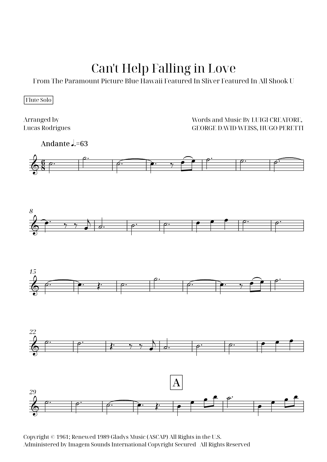 Can't Help Falling In Love (arr. Lucas Rodrigues) by Elvis Presley ...