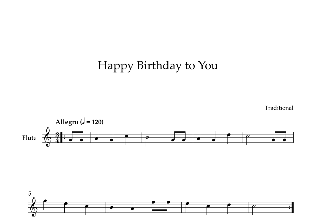 Happy Birthday to You – Flute (C major) (arr. D. M. Scores) by ...