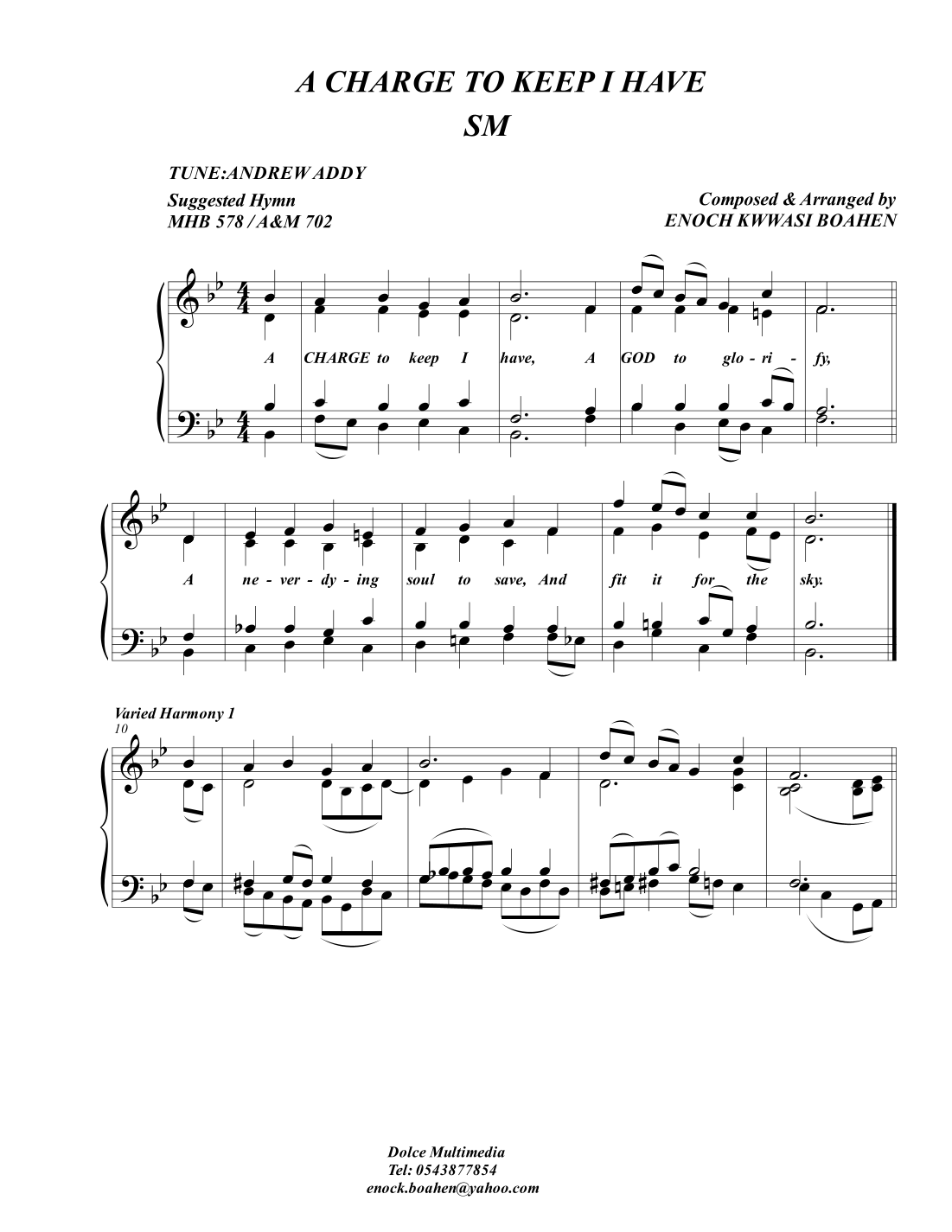 A Charge to Keep I have (Hymn Tune: Andrew Addy) by Dynamic Choir ...