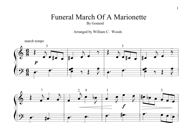 Funeral March Of A Marionette (arr. William C. Woods) by Gounod Sheet ...