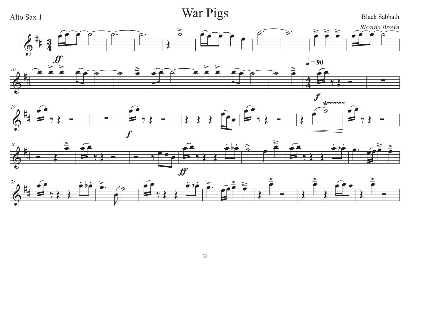 War Pigs (Interpolating Luke's Wall) (arr. Richard White) par Black ...