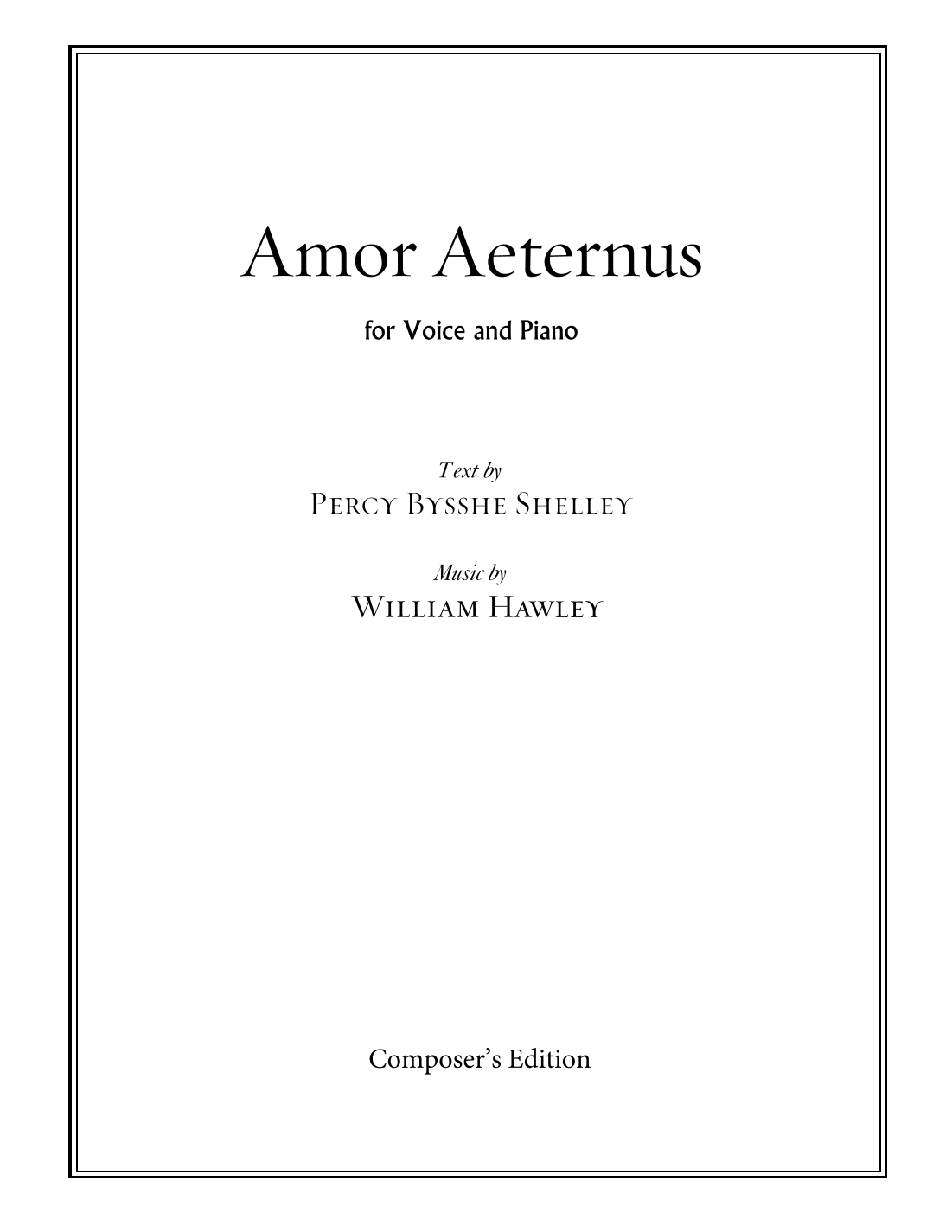 Amor Aeternus by William Hawley Sheet Music for Piano & Vocal at Sheet ...