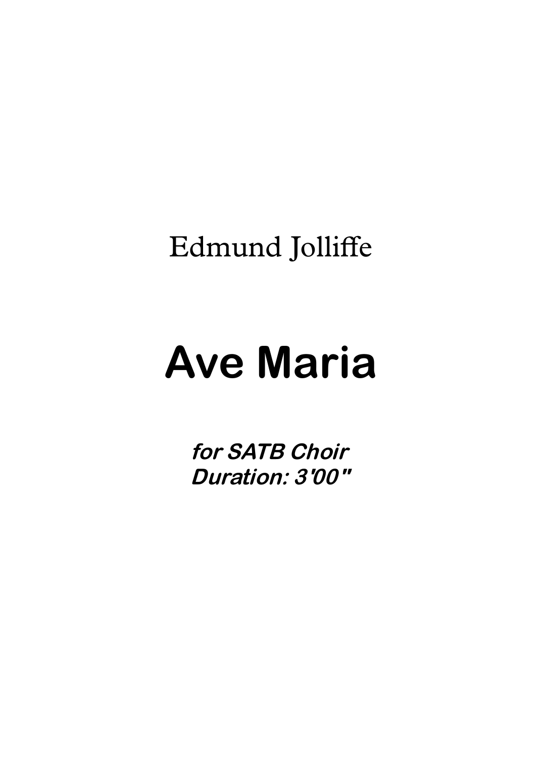 Ave Maria by Edmund Jolliffe Sheet Music for SATB Choir at Sheet Music ...