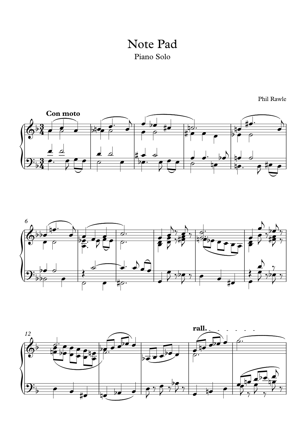 Note Pad - Piano Solo by Phil Rawle Sheet Music for Piano Solo at Sheet ...