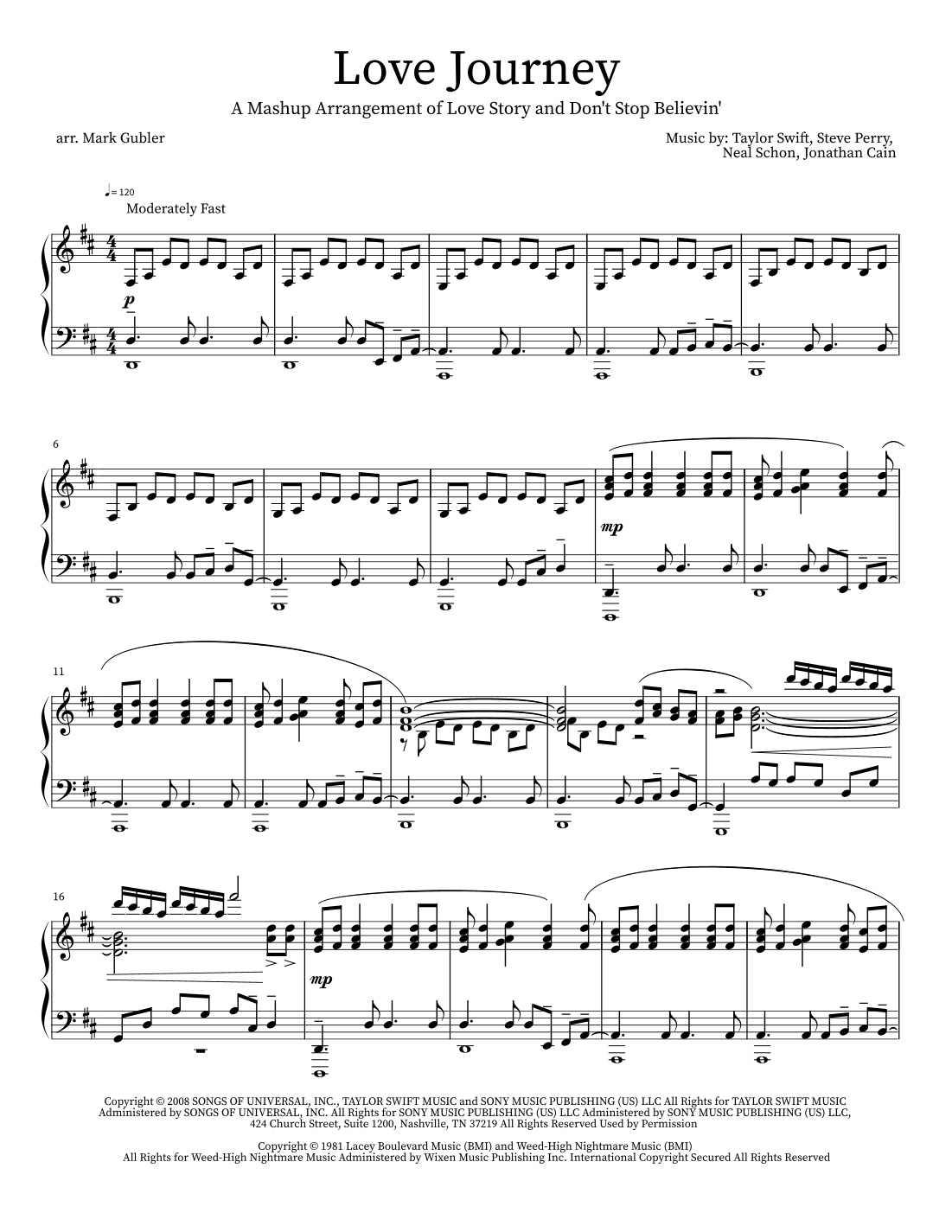 Medley: Love Story with Don't Stop Believin' (arr. Mark Gubler by Mark ...