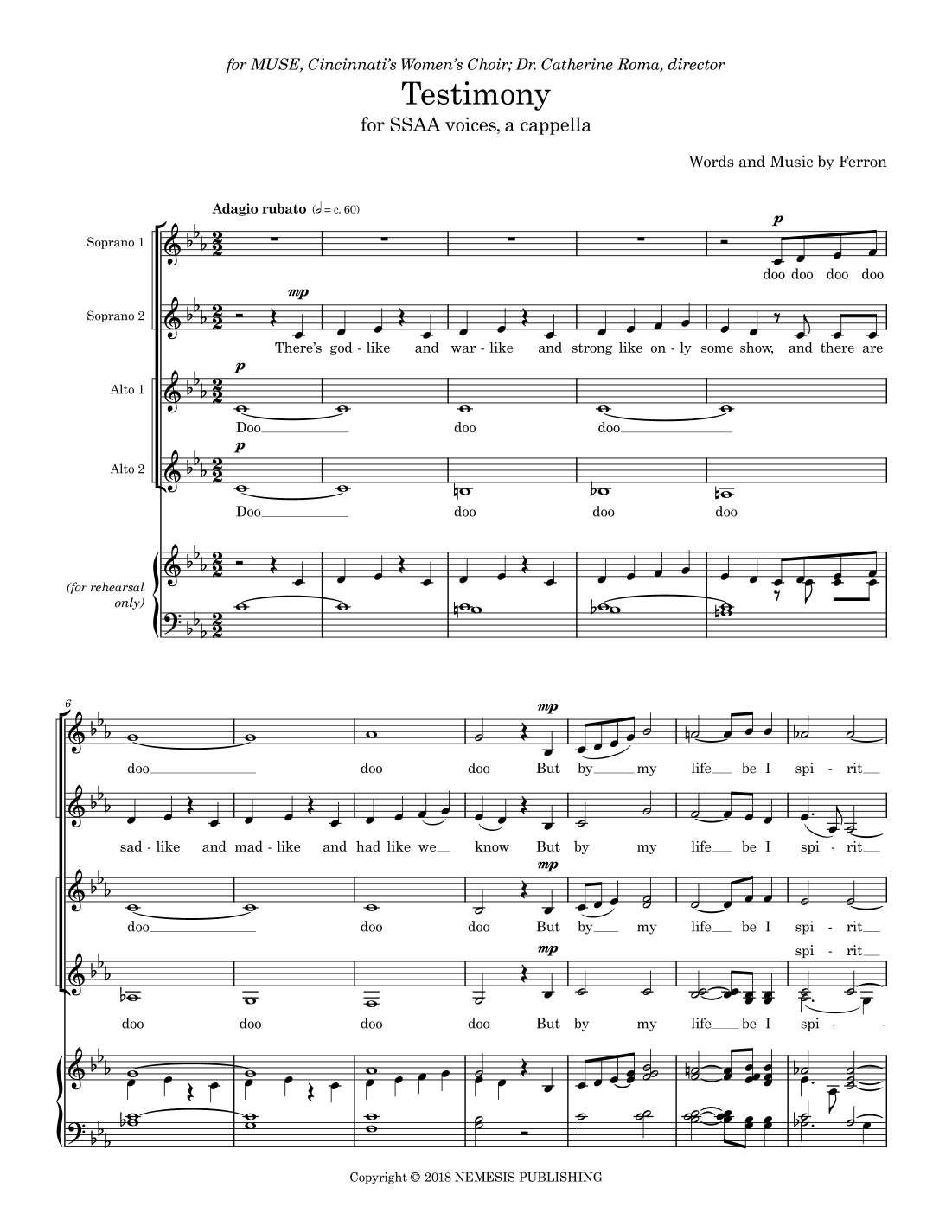 Testimony (arr. J. David Moore) by Ferron Sheet Music for Choir at ...