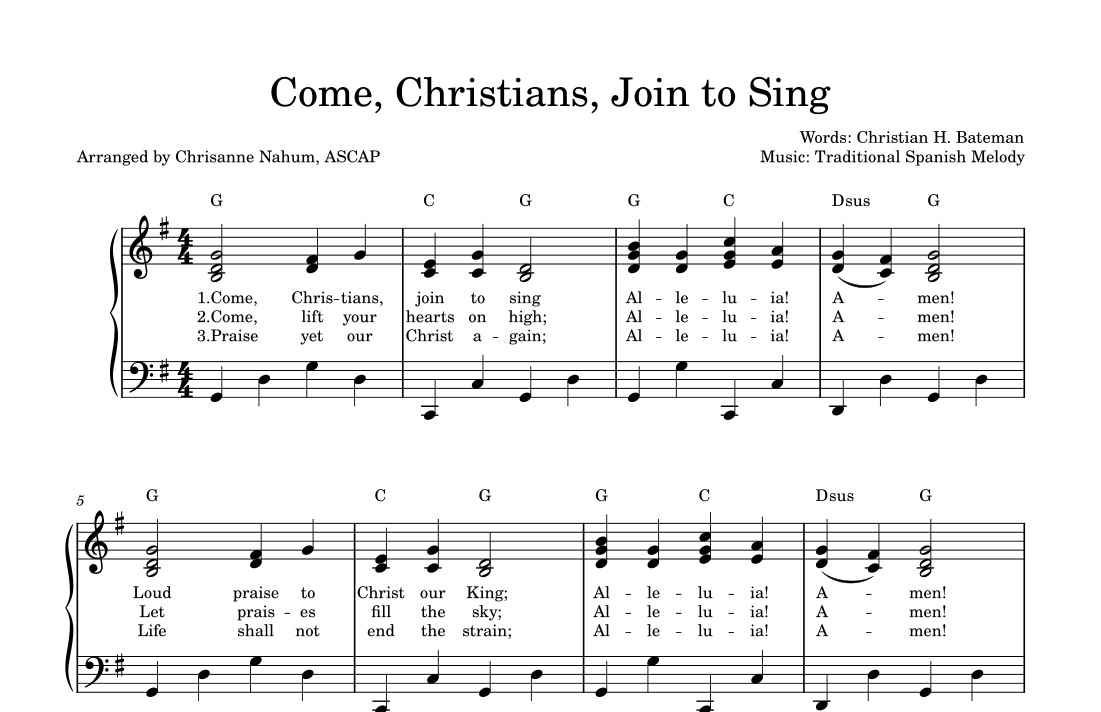 Come, Christians, Join to Sing (arr. Chrisanne Nahum, ASCAP) by Words: Christian H. Bateman ...