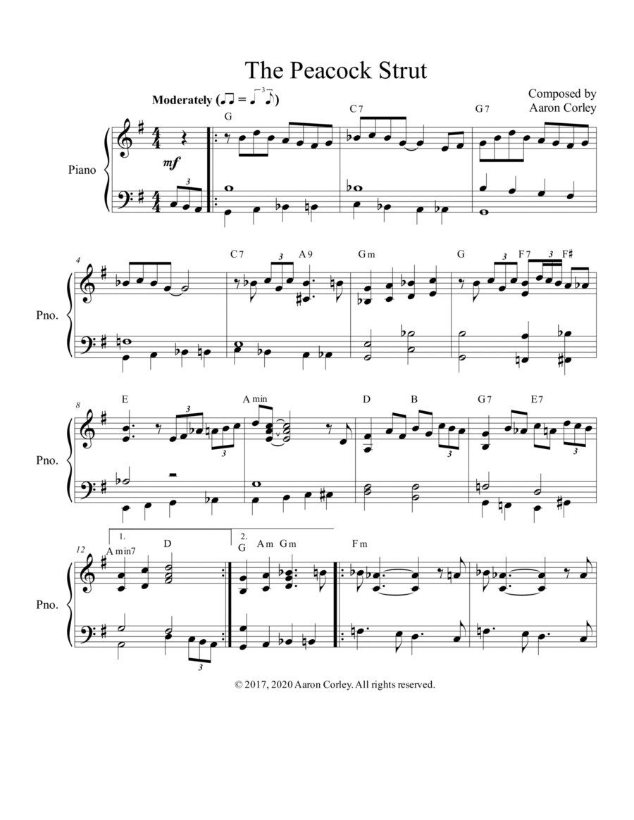 The Peacock Strut by Aaron Corley Sheet Music for Piano Solo at Sheet ...