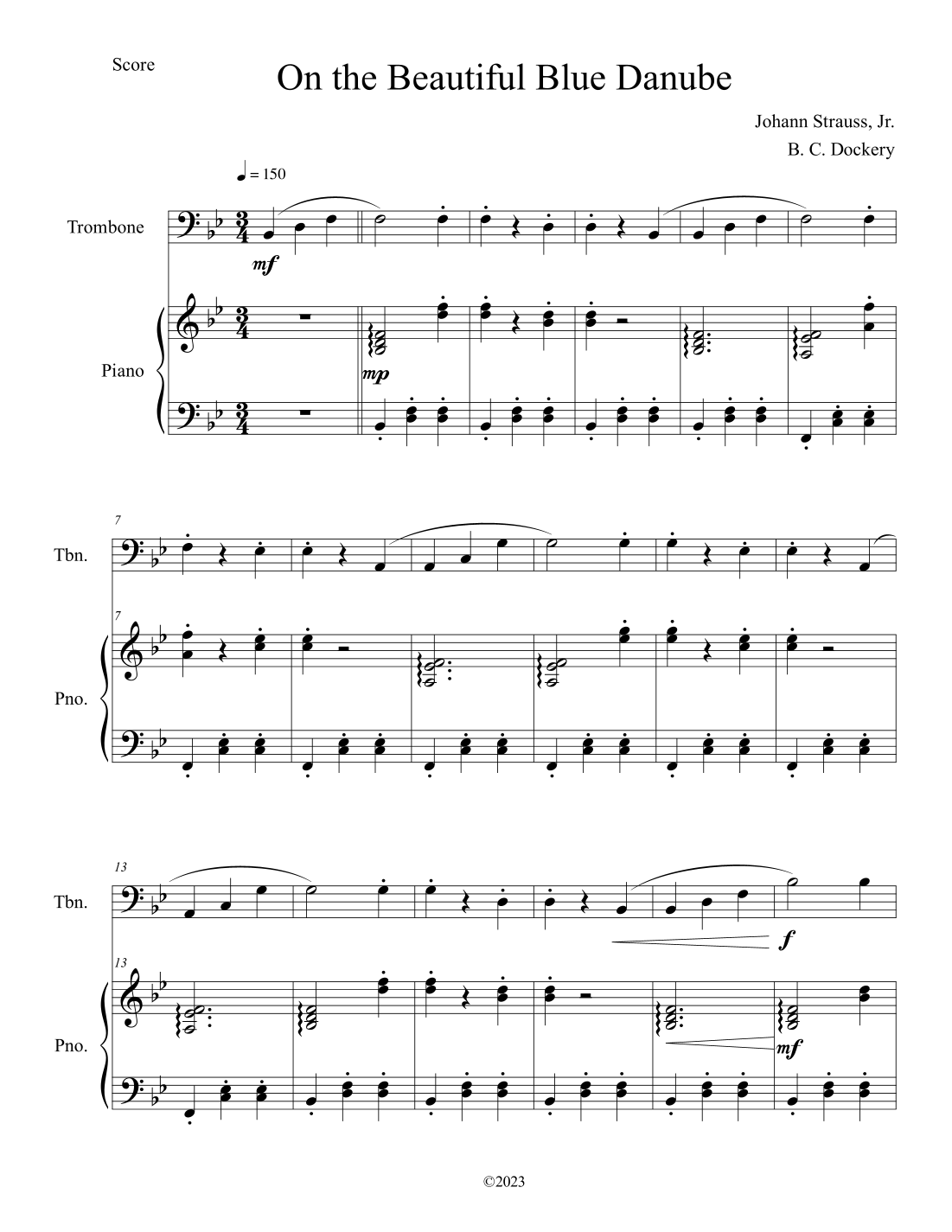 The Blue Danube (Trombone Solo with Piano Accompaniment) (arr. B. C ...