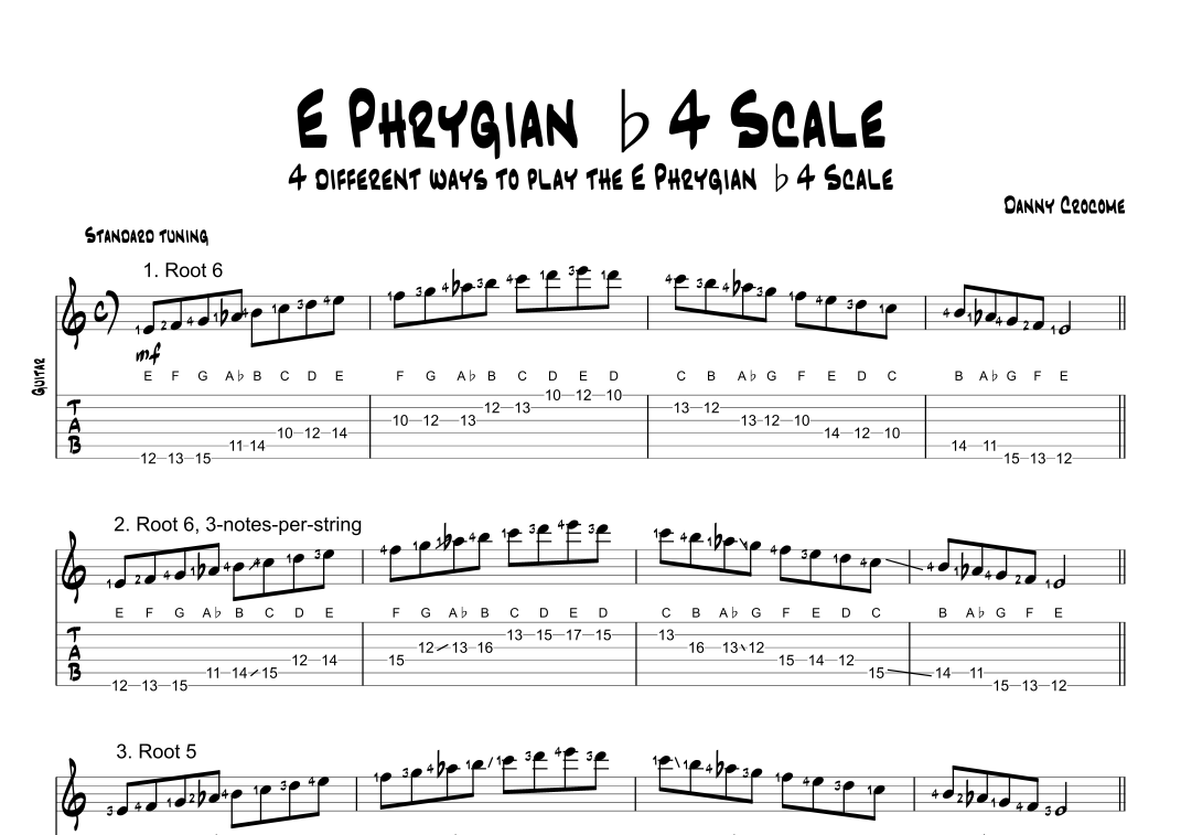 E Phrygian b4 Scale - 4 different ways to play the E Phrygian b4 Scale ...