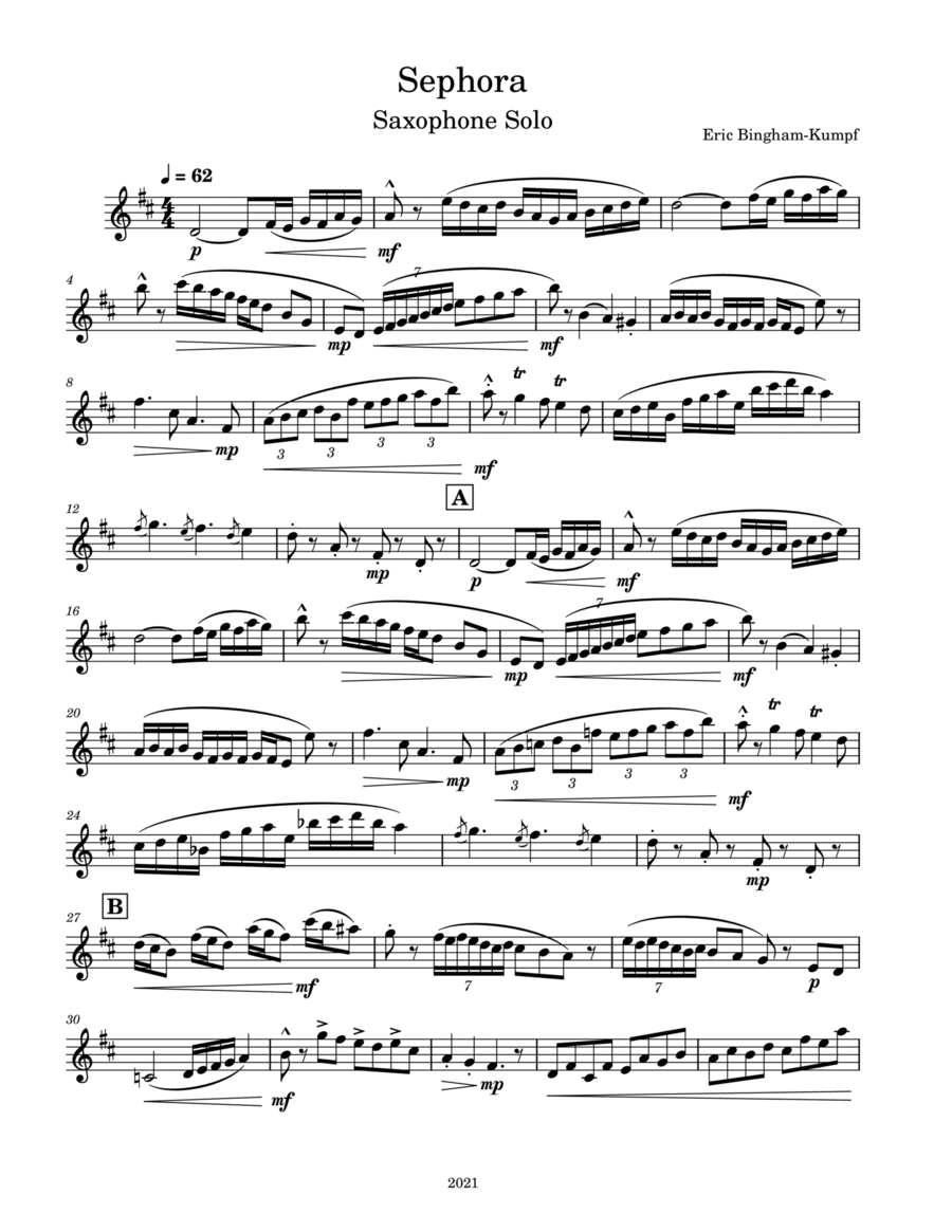 Sephora by Eric Bingham-Kumpf Sheet Music for Woodwind Ensemble at ...