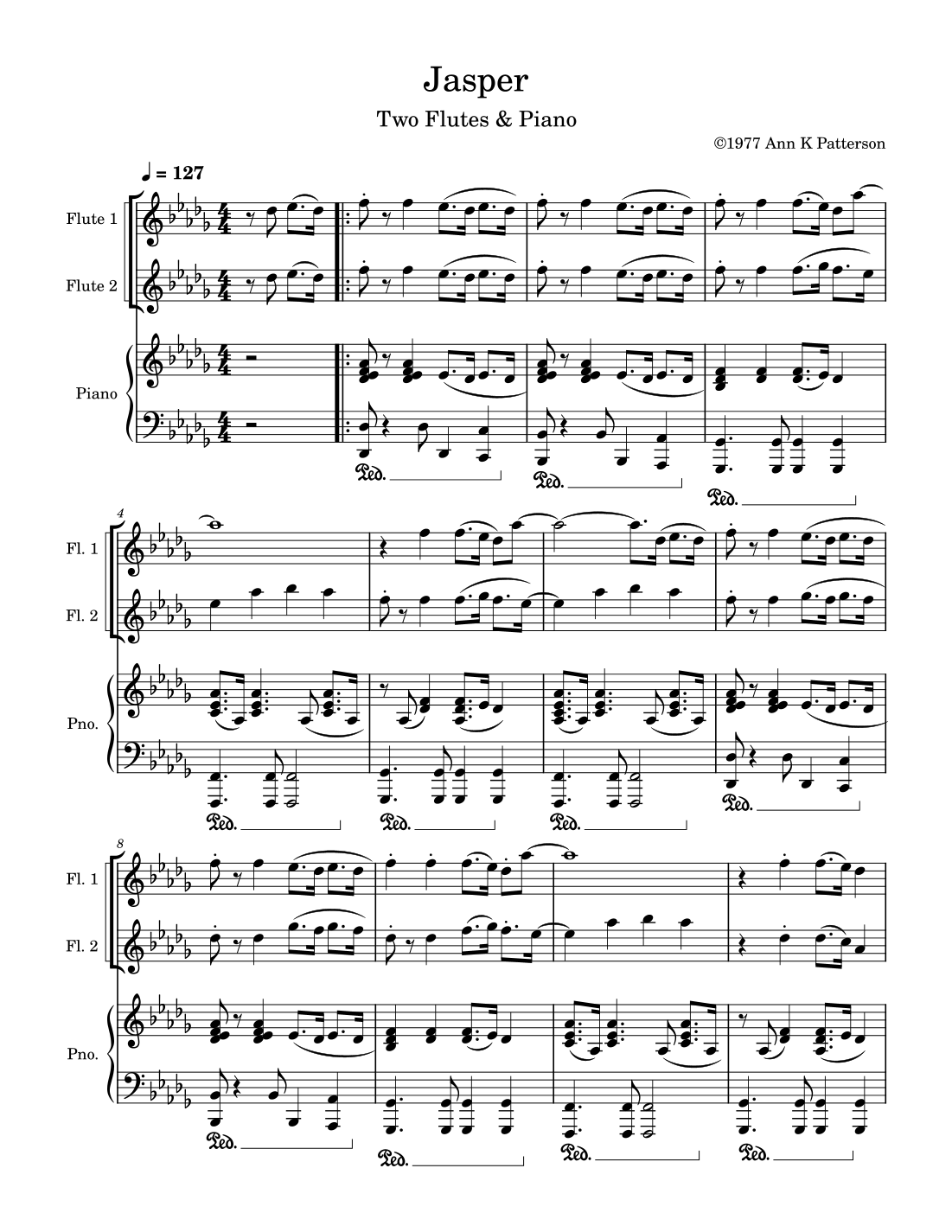 Jasper by Ann Patterson Sheet Music for Flute Duet at Sheet Music Direct