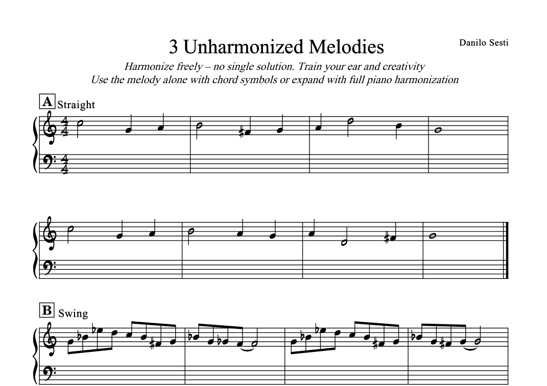 3 Unharmonized Melodies – Train your ear and creativity with flexible ...