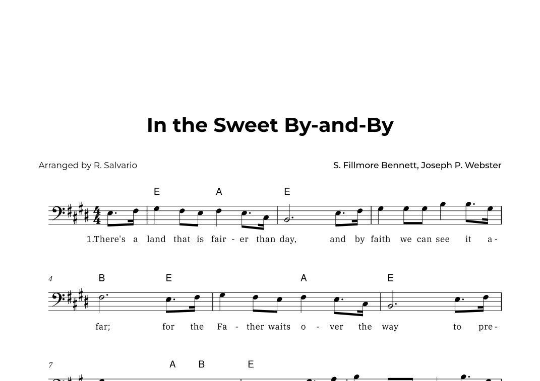 In the Sweet By-and-By (Key of E Major) (arr. R. Salvario) by Joseph P ...