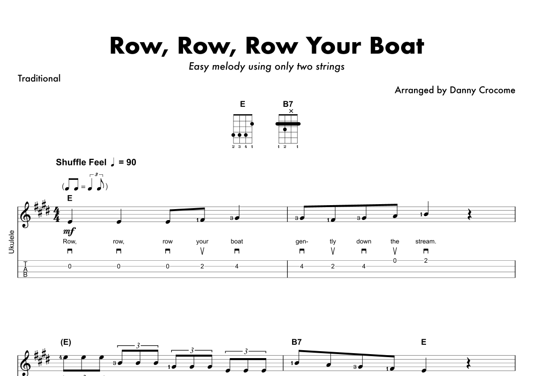 Row, Row, Row Your Boat (two string melody) (arr. Danny Crocome) by ...