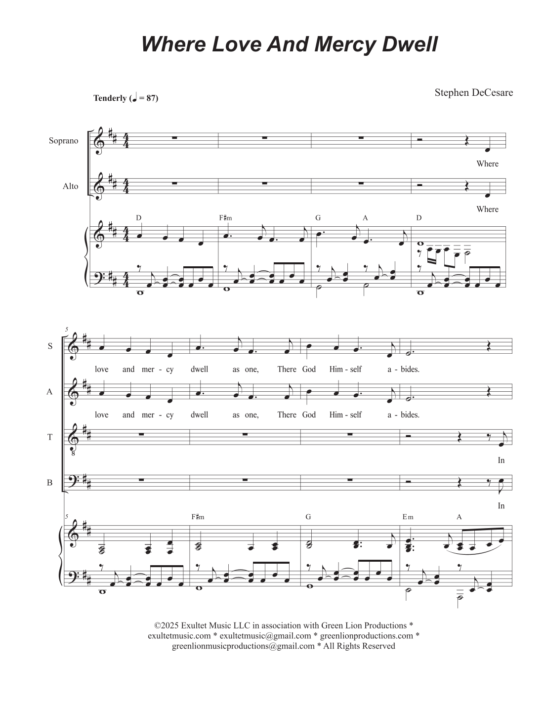 Where Love and Mercy Dwell (SATB) von Stephen DeCesare Noten zum Chor ...