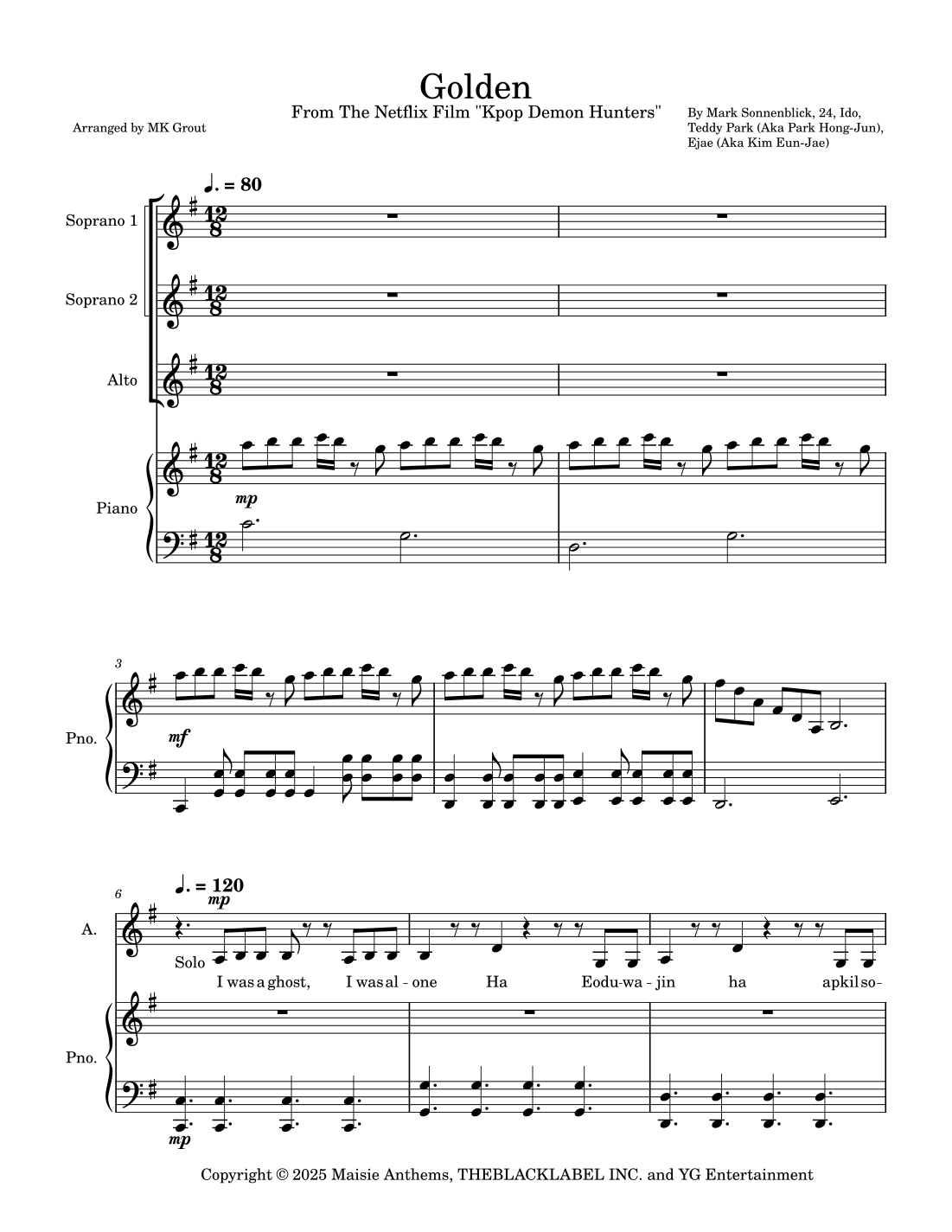 Golden (arr. MK Grout) par Huntr/X (Ejae, Audrey Nuna And Rei Ami ...