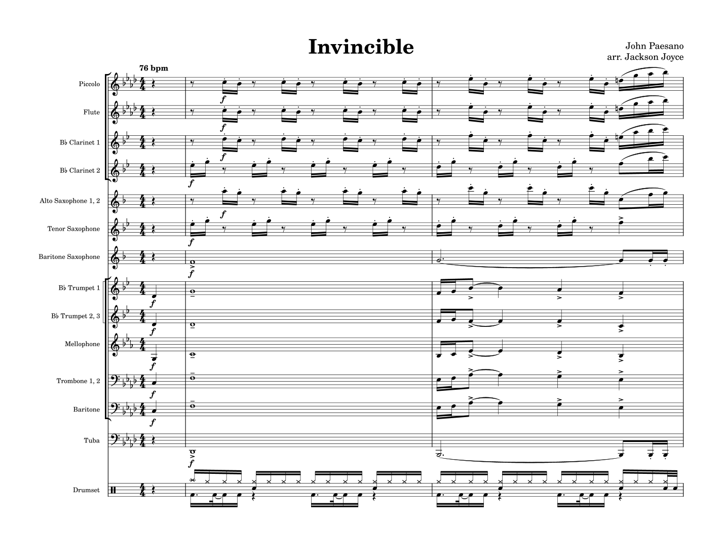 Invincible - End Title Theme (arr. Jackson Joyce) by John Paesano Sheet ...