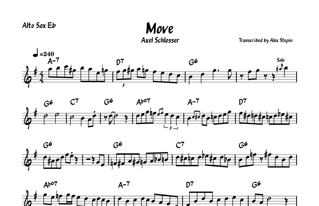 Move Sheet Music | Axel Schlosser | Alto Sax Solo