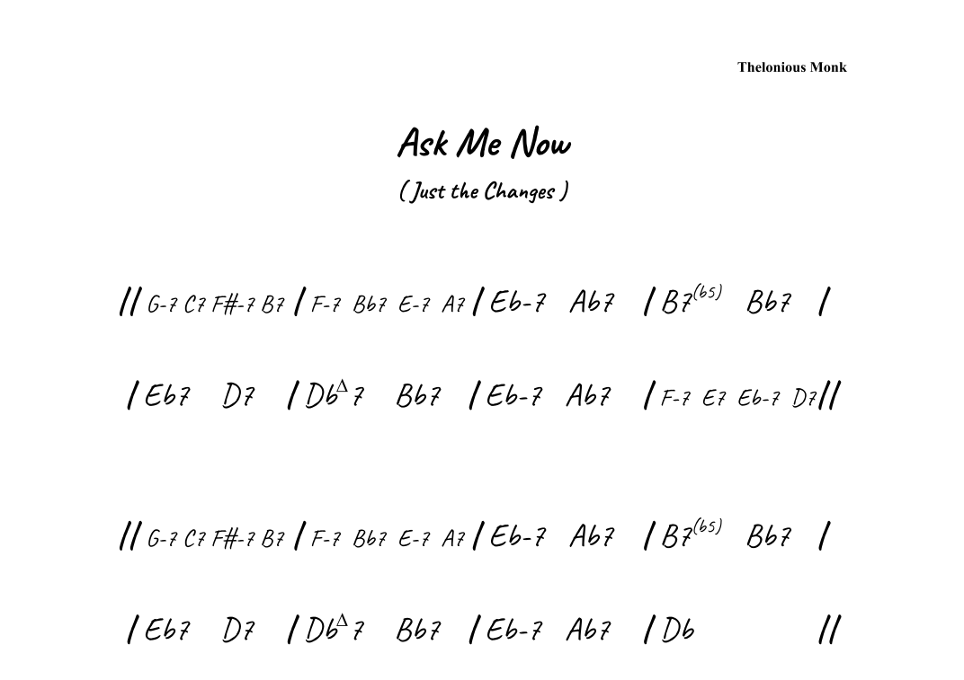 Ask Me Now (arr. Bronson Ferdinand Wright) von Thelonious Monk Noten ...