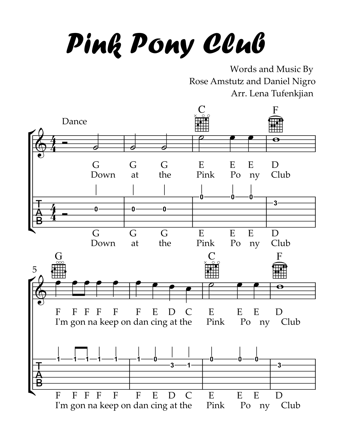 Pink Pony Club (arr. Lena Tufenkjian) by Chappell Roan Sheet Music for ...