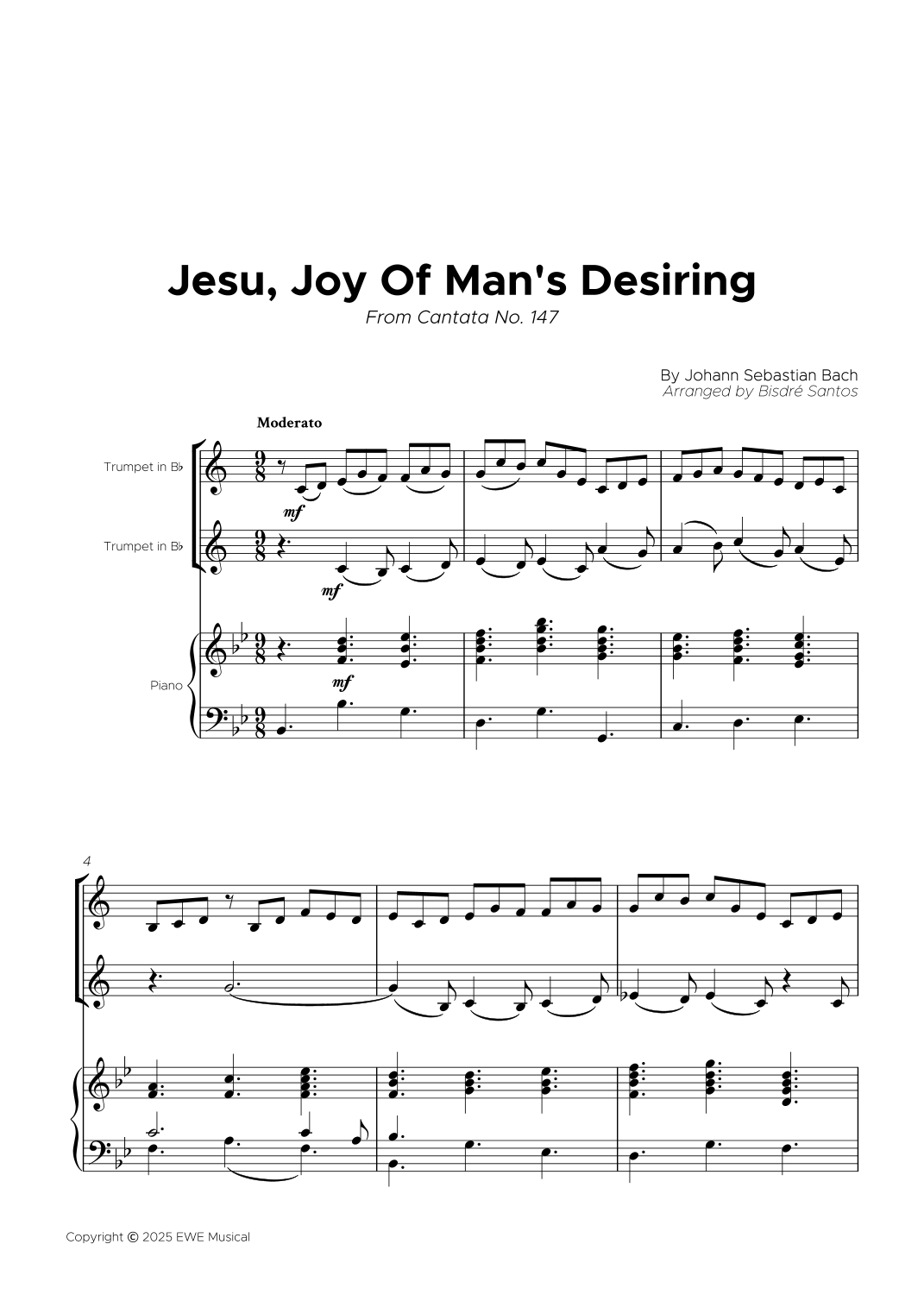 Jesu, Joy of Man's Desiring by J. S. Bach Sheet Music for Instrumental ...