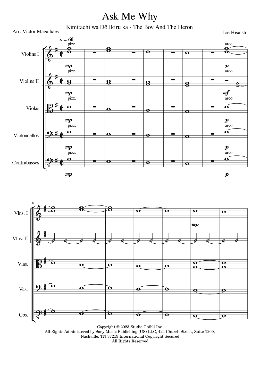 Ask Me Why (Mother's Message) (arr. Victor Magalhães) by Joe Hisaishi ...