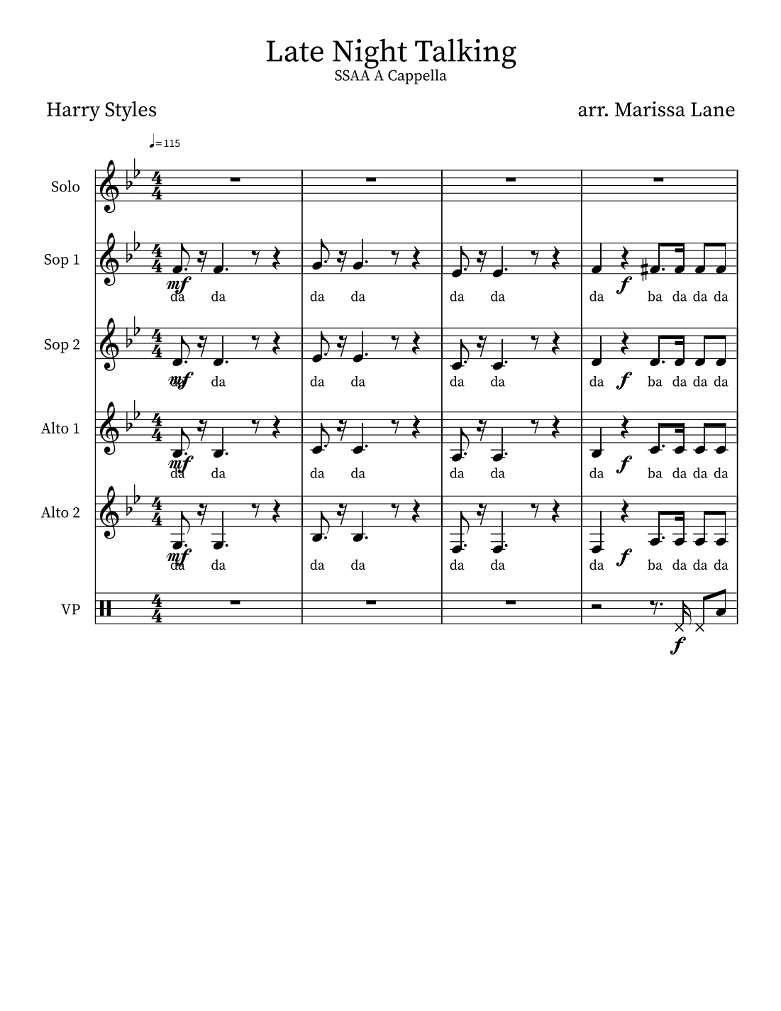 Late Night Talking (arr. Marissa Lane) by Harry Styles Sheet Music for ...