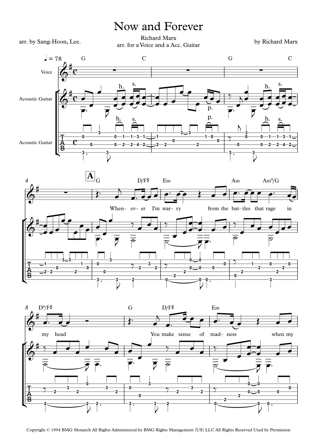 Now And Forever (arr. Sang-Hoon, Lee.) por Richard Marx Partituras para ...