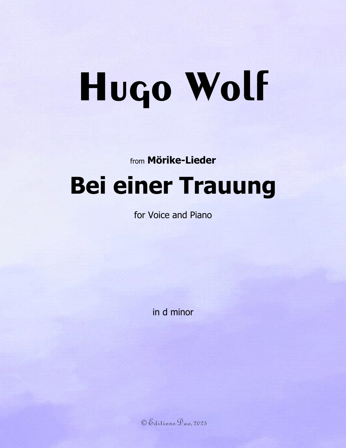 Bei einer Trauung, by Hugo Wolf, IHW 22 No.51, in d minor by Hugo Wolf ...