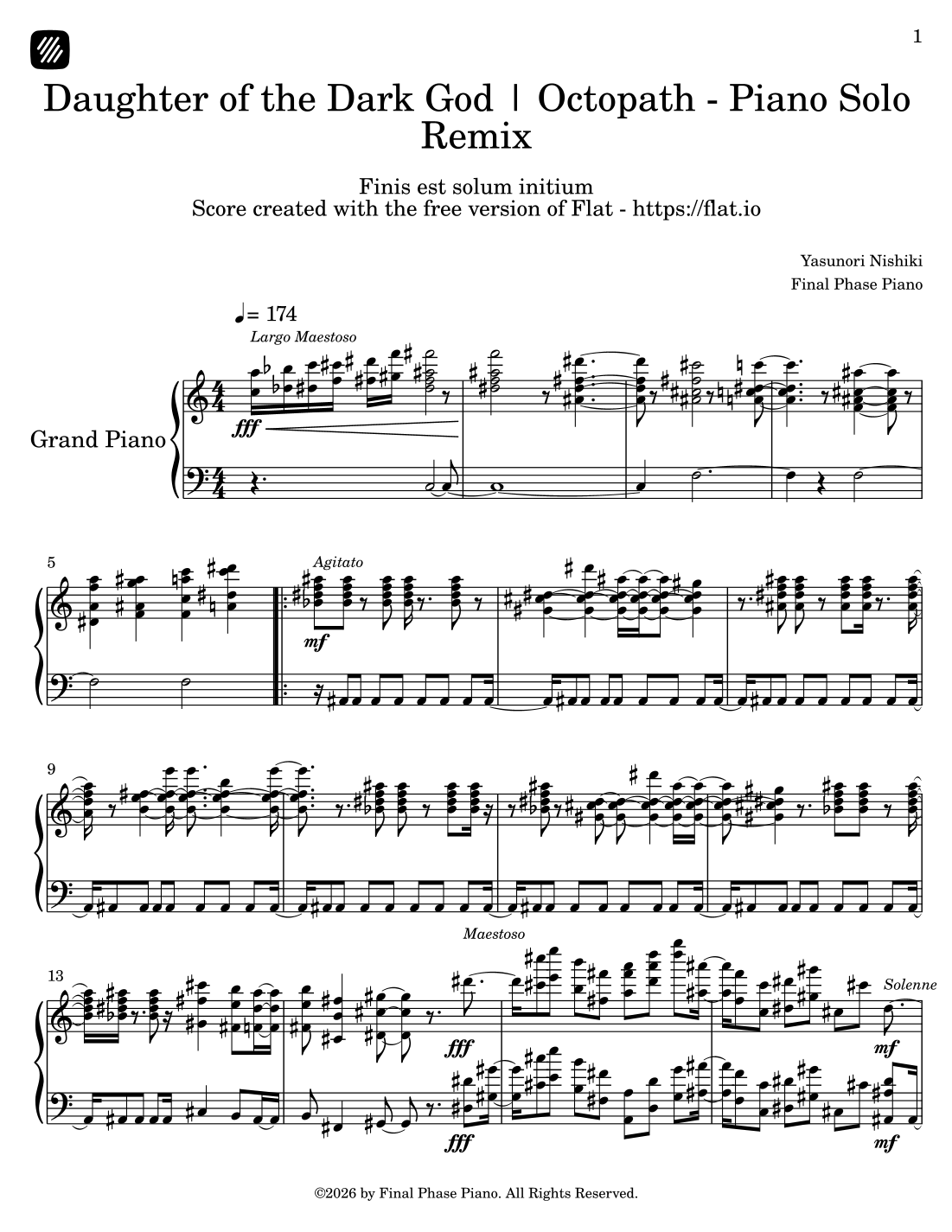 Daughter Of The Dark God From Octopath Traveler (arr. Final Phase Piano ...