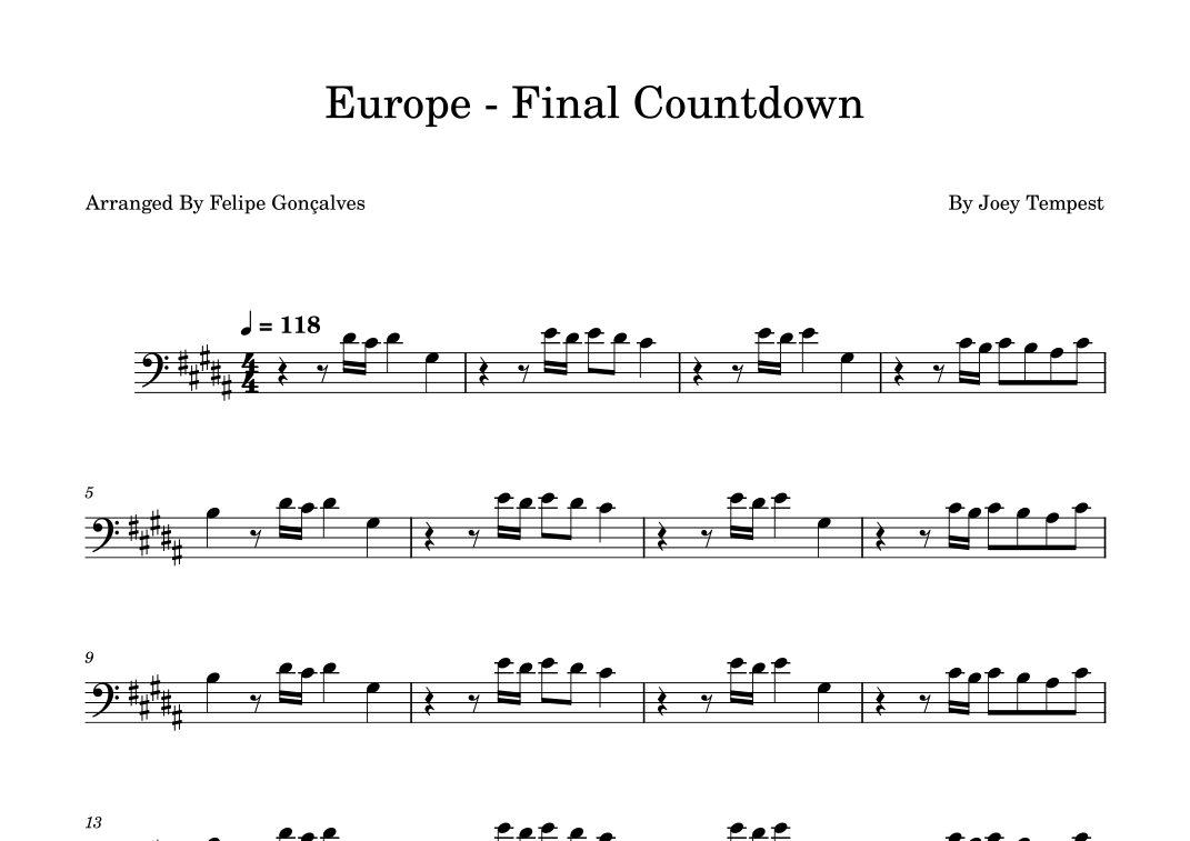 Final Countdown (arr. Felipe Gonçalves) by Europe Sheet Music for ...