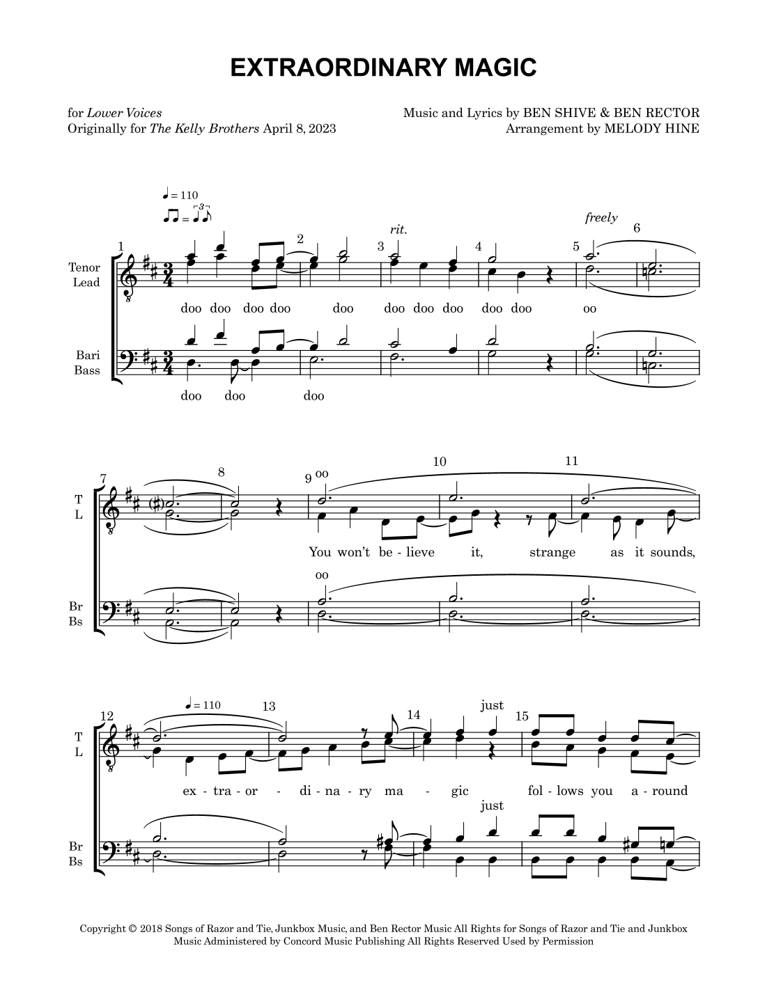 Extraordinary Magic (arr. Melody Hine by Ben Rector Sheet Music for ...