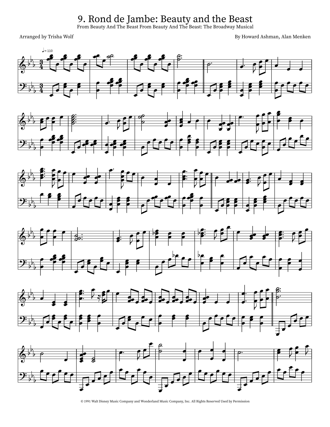 Beauty And The Beast (arr. Trisha Wolf) par Celine Dion & Peabo Bryson ...