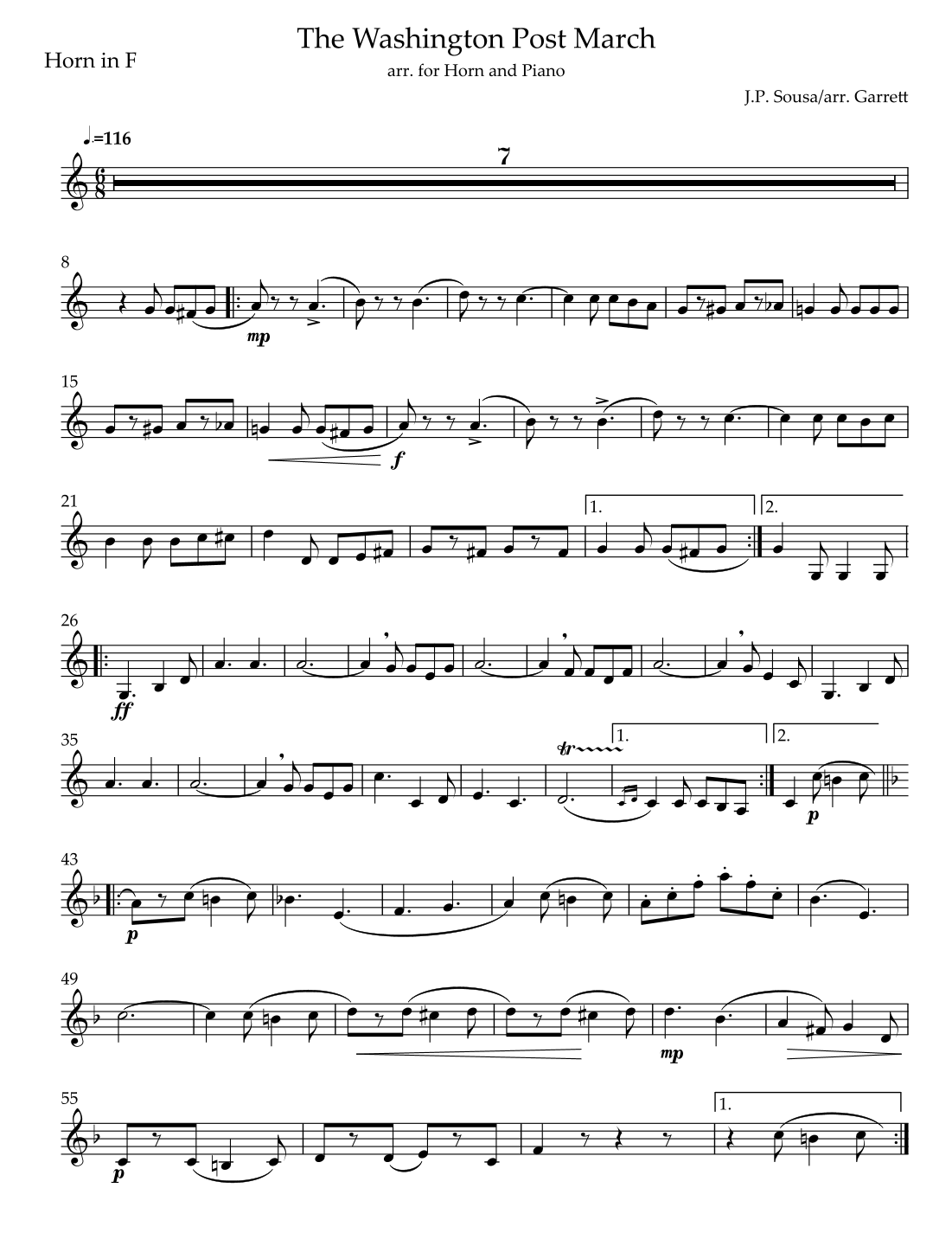Washington Post March (arr. Benjamin C Garrett) par Benjamin C Garrett ...
