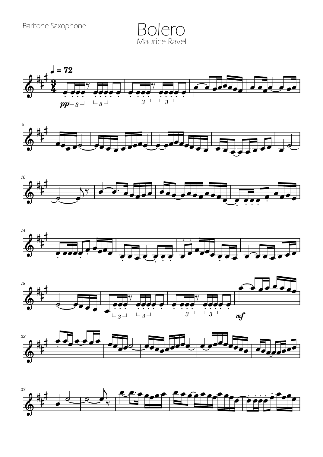 Bolero - Ravel - Baritone Sax Solo (arr. Ygor Nunes) by Maurice Ravel ...
