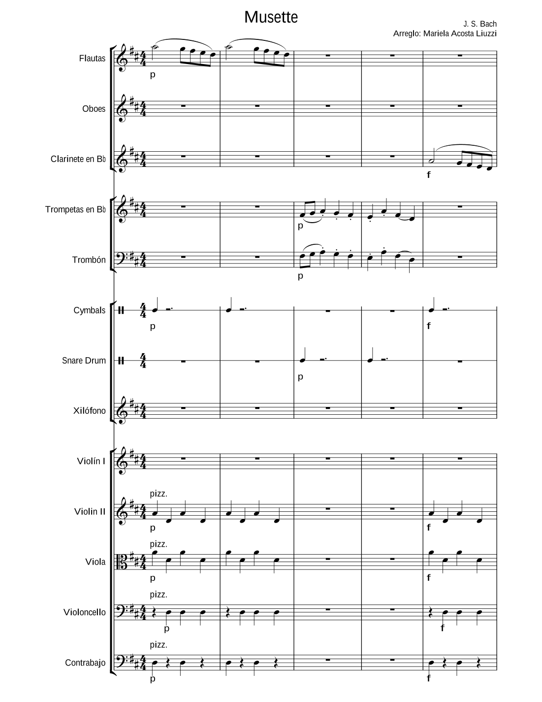 Musette - Score Only (arr. Mariela Acosta Liuzzi) by Johann Sebastian ...