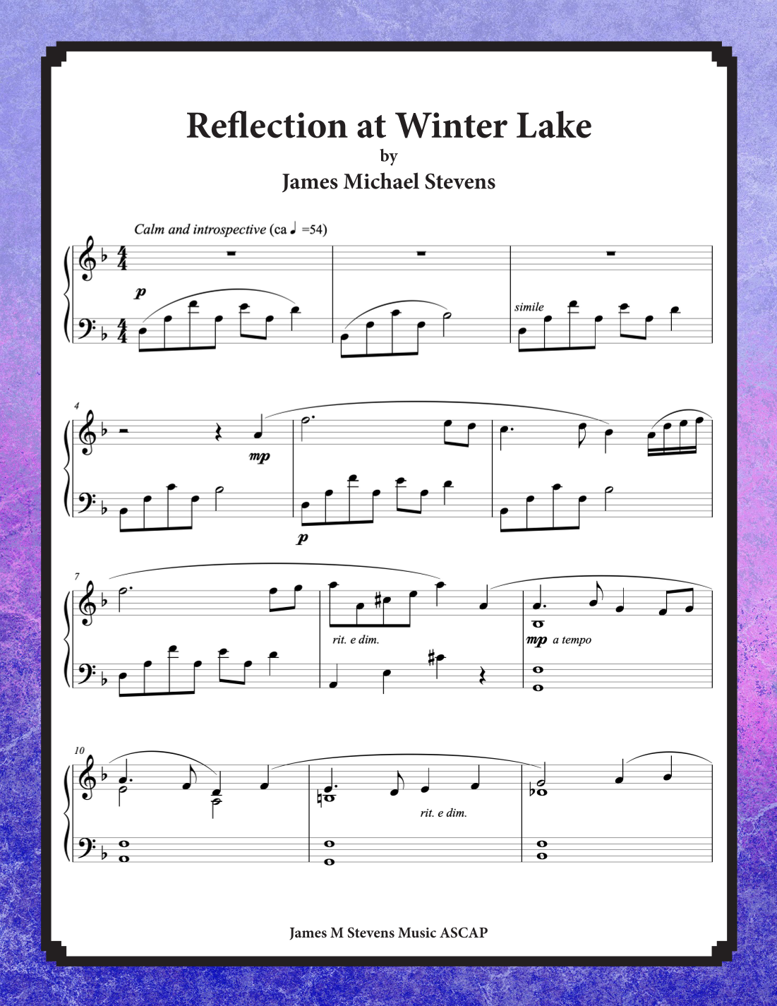 Reflection at Winter Lake by James Michael Stevens Sheet Music for ...