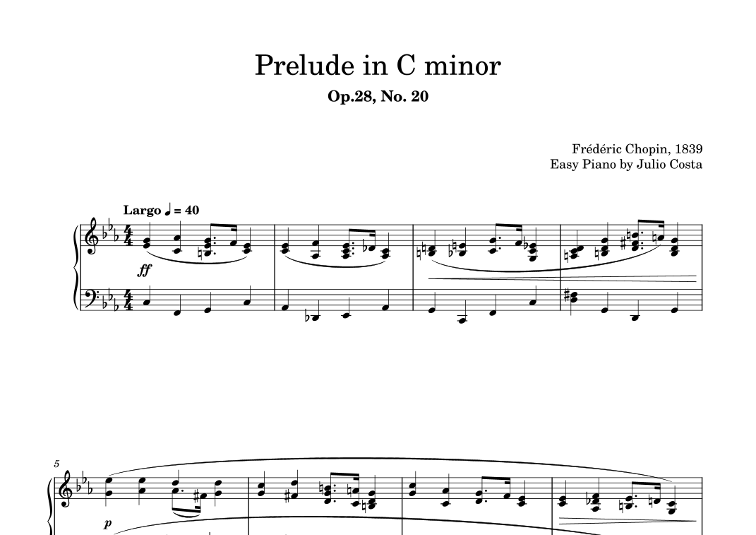 Chopin - Prelude in C minor, Op. 28, No. 20 (arr. Julio Costa) by ...