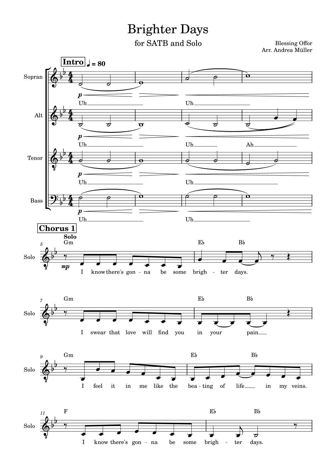 Brighter Days (arr. Andrea Mueller) by Blessing Offor Sheet Music for ...