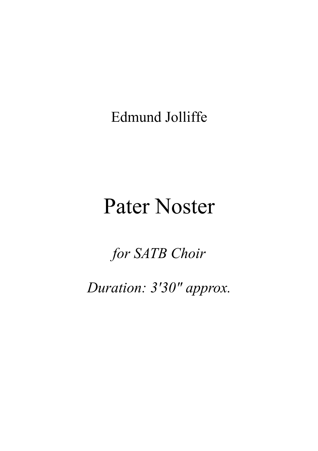 Pater Noster von Edmund Jolliffe Noten zum Chor SATB bei Sheet Music Direct