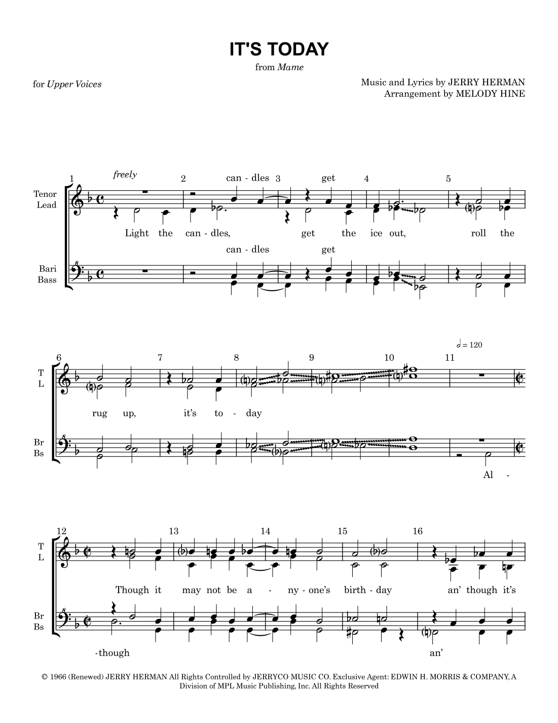 It's Today (arr. Melody Hine) by Jerry Herman Sheet Music for SSAA ...