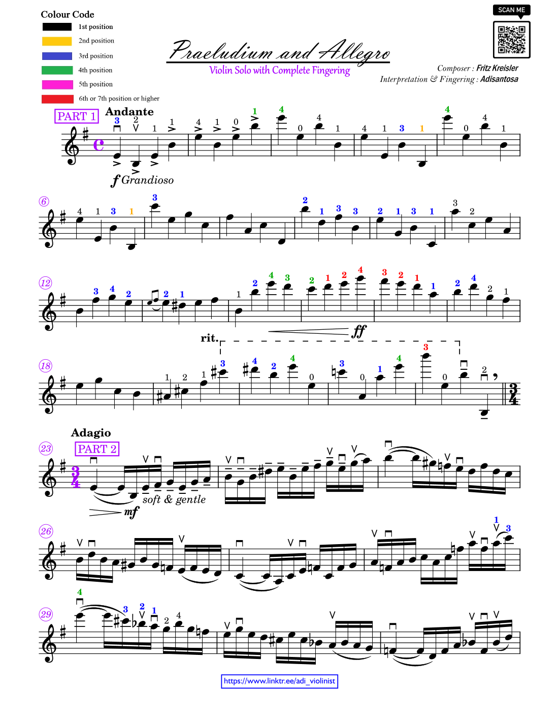 Praeludium and Allegro (Violin Complete Fingering) by Fritz Kreisler ...