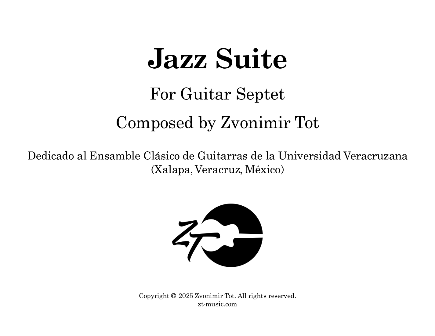 Jazz Suite for Guitar Septet by Zvonimir Tot Sheet Music for Guitar ...