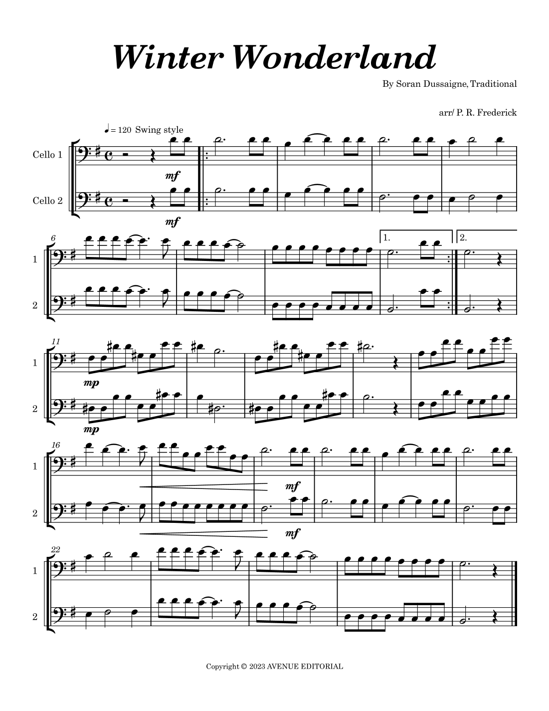 Winter Wonderland (arr. P. R. Frederick) by Traditional Sheet Music for ...