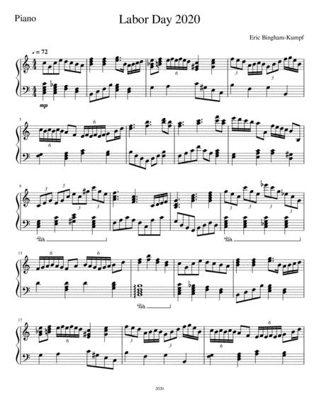 Labor Day 2020 Sheet Music | Eric Bingham-Kumpf | Piano Solo